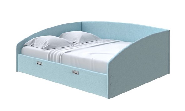 Двуспальная кровать Bono 160х200, Велюр (Scandi Cotton 20 Голубой Лед ...